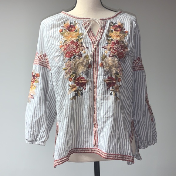 Johnny Was | Tops | Johnny Was Workshop Stripes Shirt Small | Poshmark